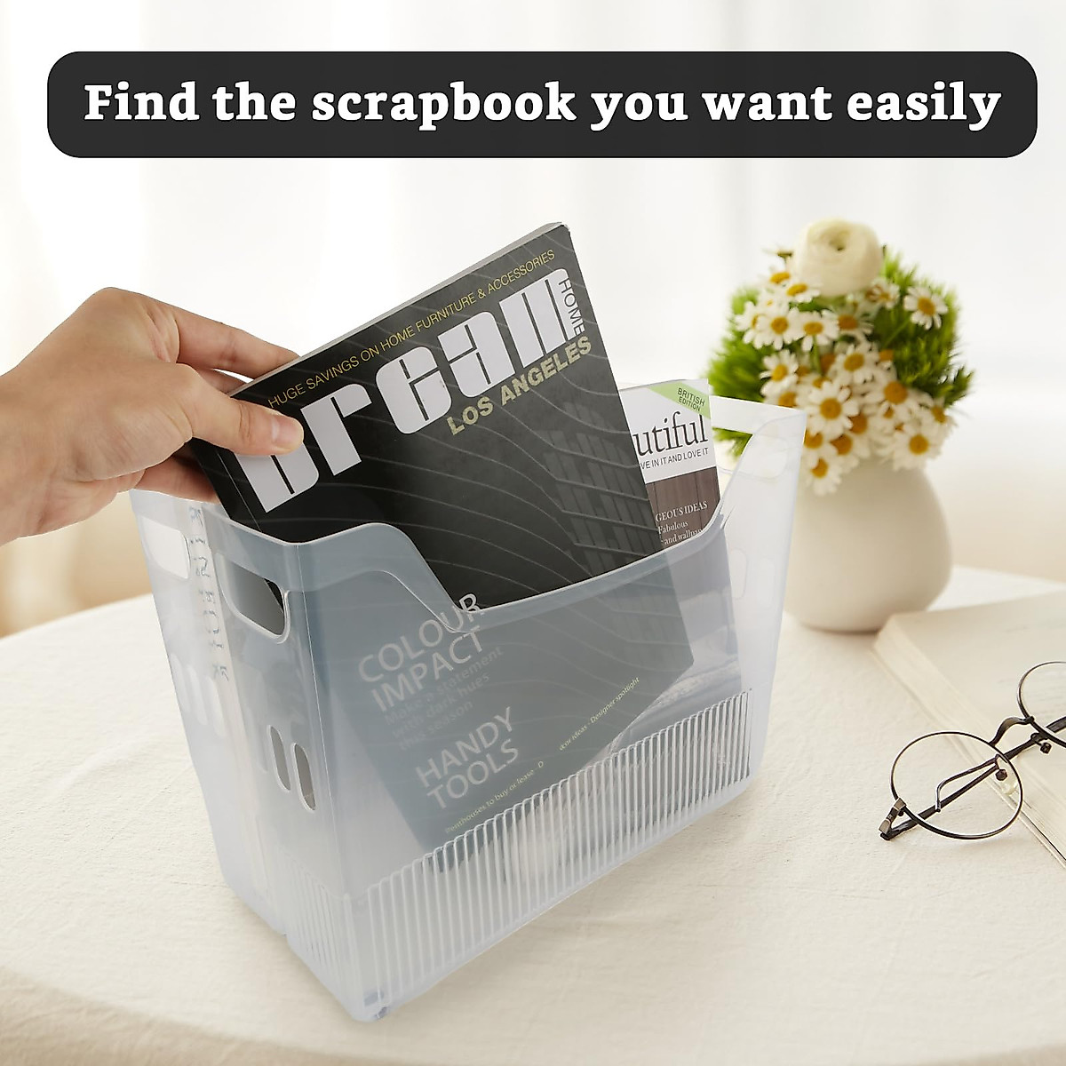 YAYODS 6 Pack 12 x 12 Paper Storage Organizer, Scrapbook Paper Storage with Wheels, Plastic Scrapbook Storage Bin for 12" x 12" Pape, Scrapbook Papers, Cardstocks, Vinyl Sheets, Documents