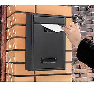 Locking Mailbox Wall Mounted Vertical- Jssmst Mail Boxes with Combination Lock Large Capacity, 12.6 x 8.46 x 3.35 Inch, Black Matt