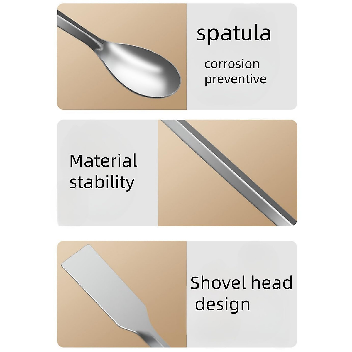 luvilly 10PCS Stainless Steel Lab Spoon Spatula - 2 in 1 Mixing and Sampling Tool