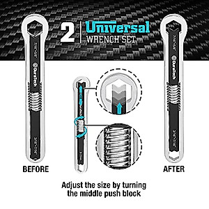 DURATECH Universal Wrench Set, Adjustable Wrench Set, SAE & Metric, 8-inch&10-inch, 44 sizes in 2 Piece, Drop Forged, ANSI standard