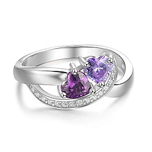 GLAMCARAT Sterling Silver Personalized Birthstone ring engraved personalized jewelry for women name promise ring for her (sterling-silver, 8)