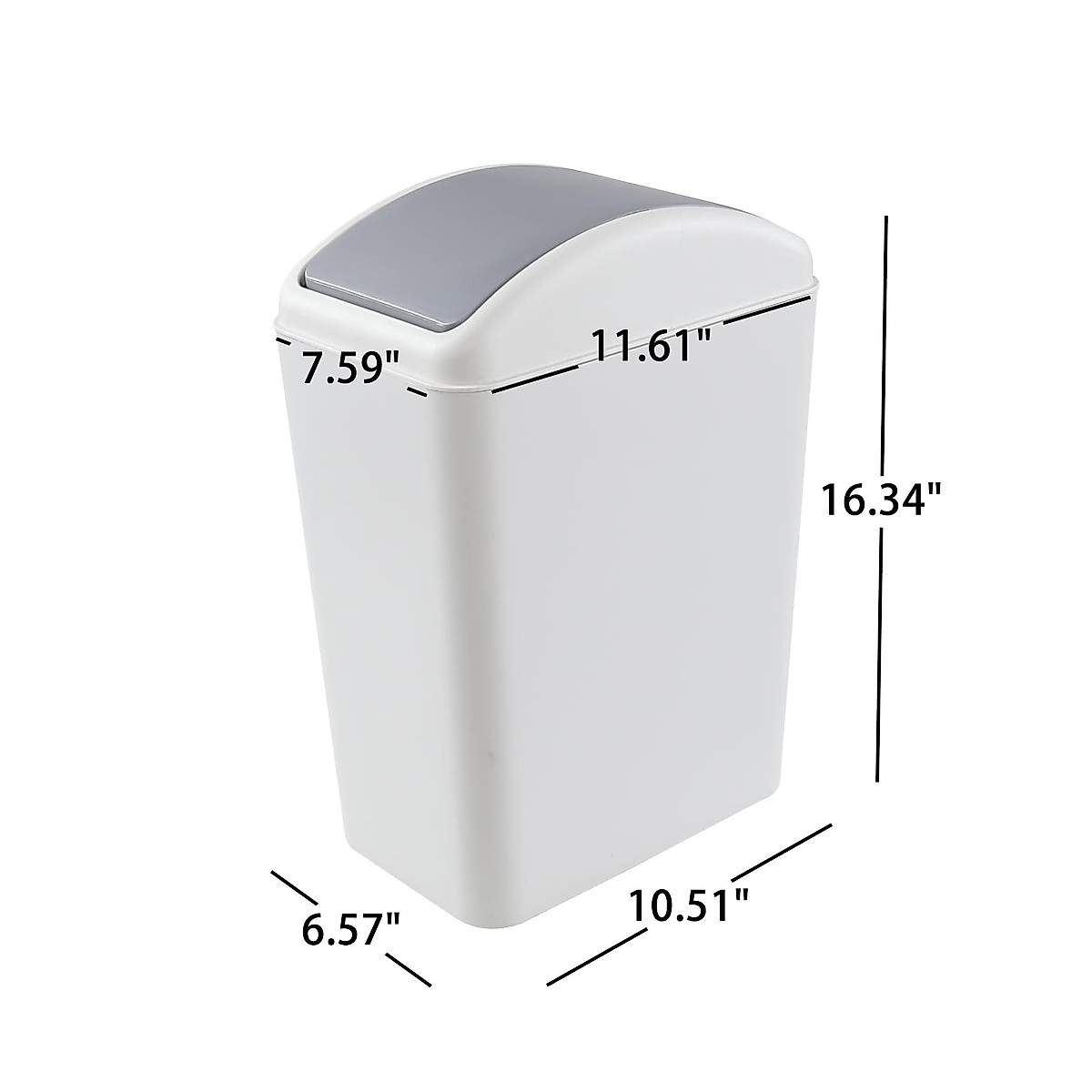 Taysisiter 4.5 Gallon Slim Plastic Trash Can with Lid, Swing Top Garbage Bin, 3 Packs