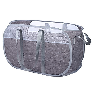 Pop Up Laundry Hamper，with Durable Handles collapsible laundry basket，Easy to Open and Fold for college Dorm,kids room，travel (Gray)…