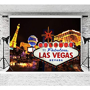 Art Studio 7x5ft Welcome to Las Vegas Photography Backdrop City Billboard Banner Casino Night Scenery Party Decorations Photo Background Vinyl Studio Booth Props
