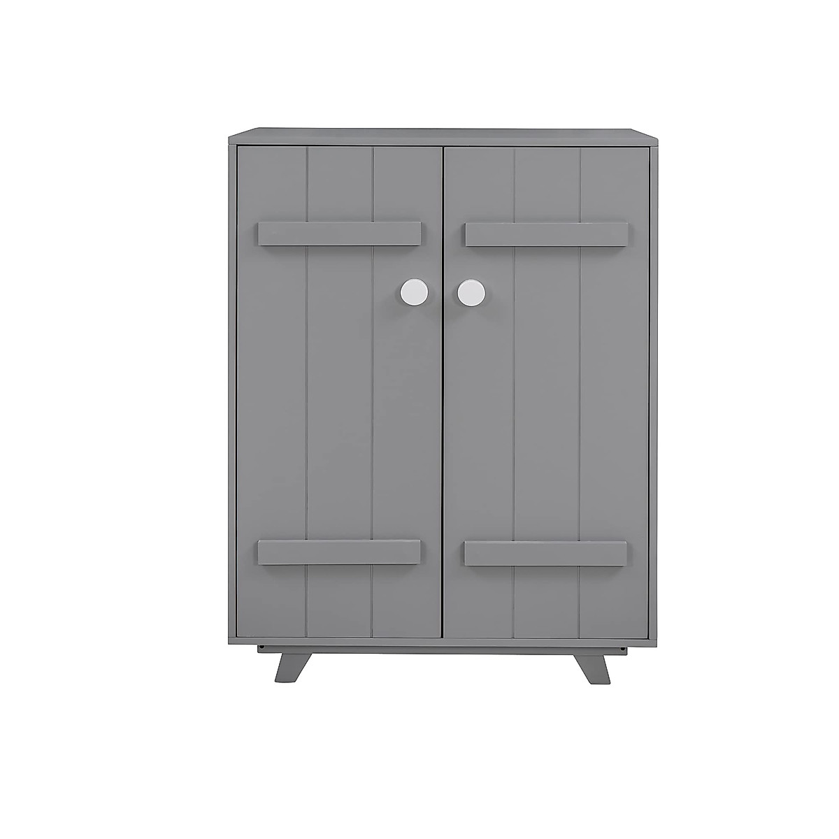 Wooden Kids Wardrobe with Hanging Rod, Cute Design Wardrobe Cabinet with 2 Doors, Storage Armoires Clothes Hanging Storage Rack for Boys Girls Kids' Room,Gray