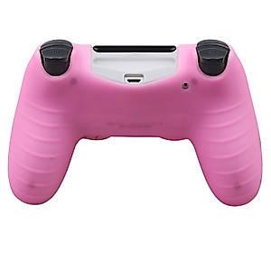 RALAN Pink Controller Skins for PS4, Silicone Controller Cover Skin Protector Compatible with PS4 Slim/PS4 Pro Controller (Pink Pro Thumb Grip x 6,Skull Cap Grip x 2)(Camouflage Pink+White Pink