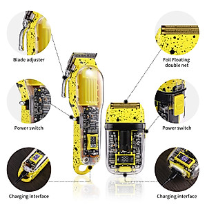 LOREAD Cordless Hair Clippers for Men and Shaver, Professional Electric Clippers, Rechargeable Barber Clippers Reciprocating Razor Shaver Set Transparent Hair Trimmer