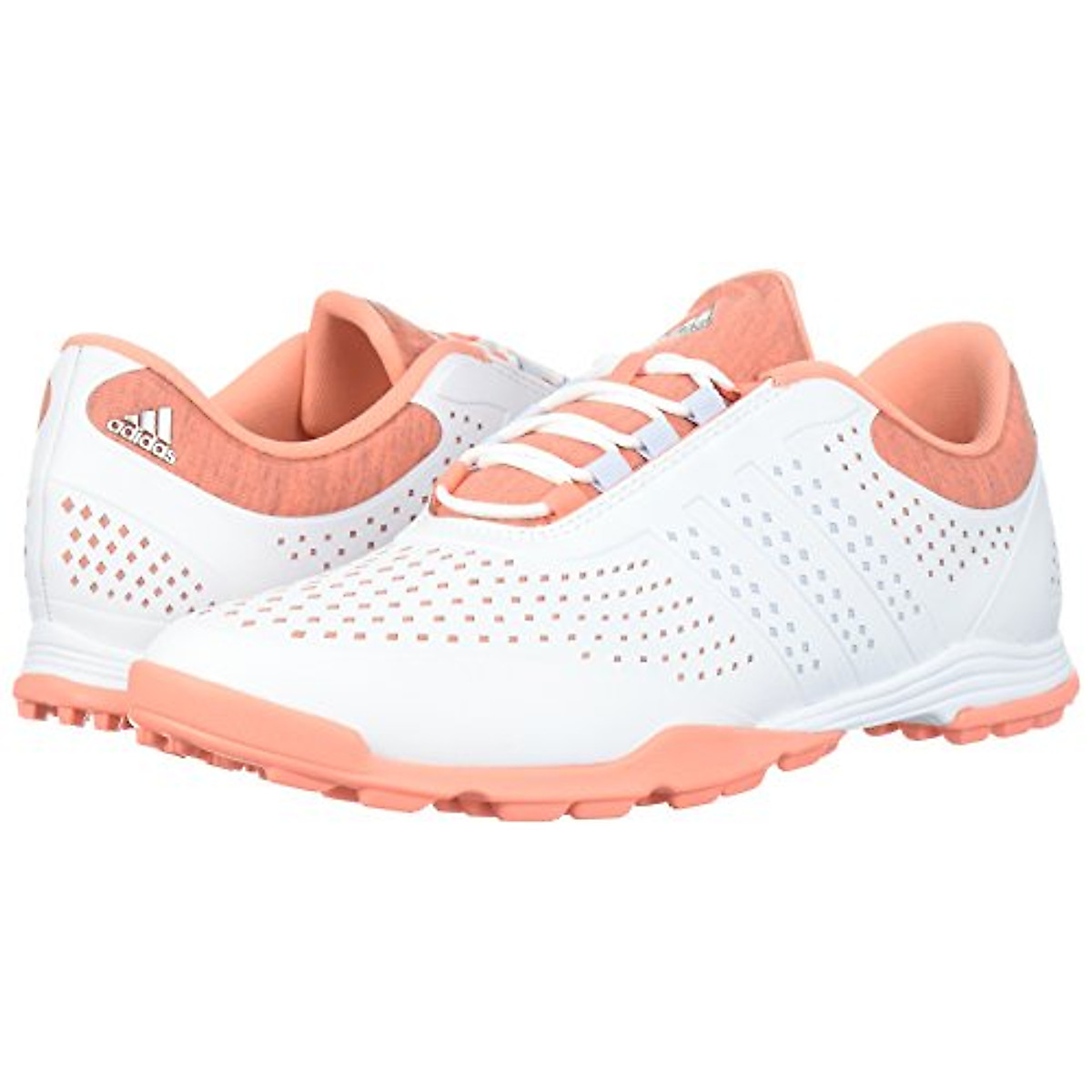 adidas Women's Adipure Sport Golf Shoe, White/Aero Blue/Chalk Coral, 8 Medium US