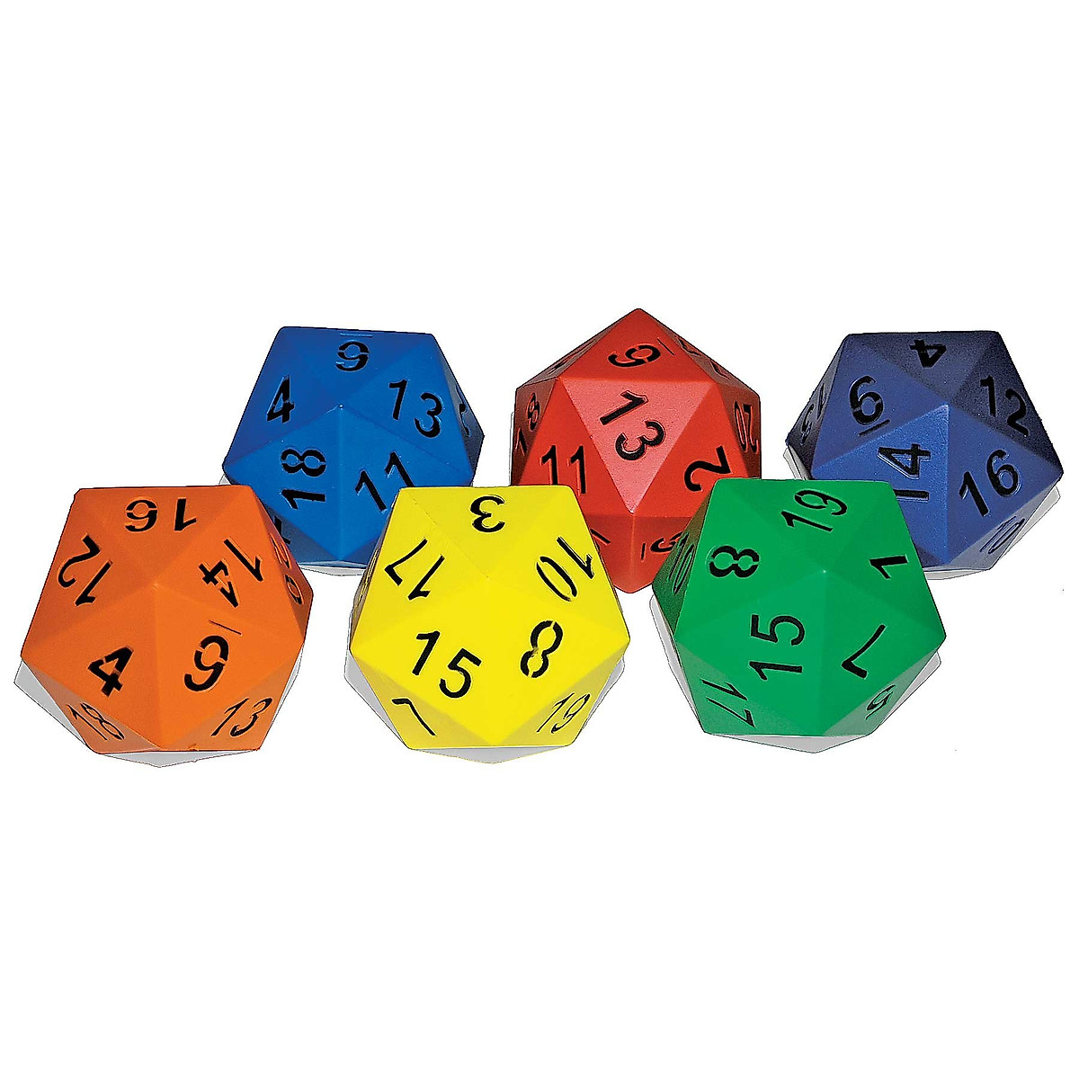 Great Lakes Sports Large (Hand Size) 20 Sided Foam Dice (Sold as a Set of 6)
