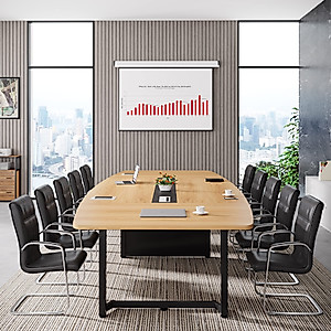 Tribesigns 8FT Conference Table, 94.5L x 47.2W inch Large Meeting Table, Modern Rectangular Seminar Table for Office Meeting Conference Room, Metal Frame