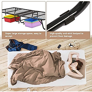 XXkseh Folding Guest Bed Portable Camping Cot with Wheels,Portable Beds Frame Heavy Duty Extra Roll Away Foldaway Memory Foam Mattress for Spare Bedroom & Office,L75 x W30 x H12 in，White