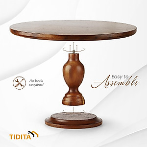 Tidita 13" Acacia Cake Stand Rustic – Cake Stands Wooden with 2 Icing Spatulas - Wedding and Birthday Cake Pedestal for Dessert Table - Cupcake Stand at Parties, Weddings, Restaurants ( Acacia Wood)