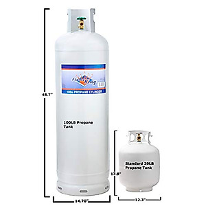 Flame King YSN100 100-Pound Steel Propane Tank Cylinder with POL Valve and Collar, White