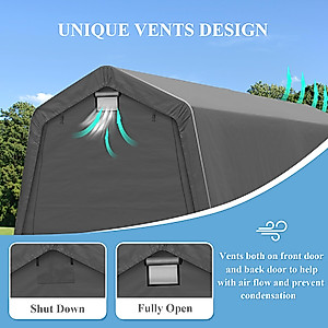 7x12 Ft Outdoor Storage Shelter, Waterproof Portable Storage Shed with Roll-up Zipper Door and Ventilated Windows for Motorcycle, Bike, Tools