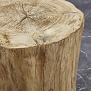 Ball & Cast Faux Wood Tree Stump Stool MgO Accent Side End Table Concrete Garden Stool, 16.94''H, Natural