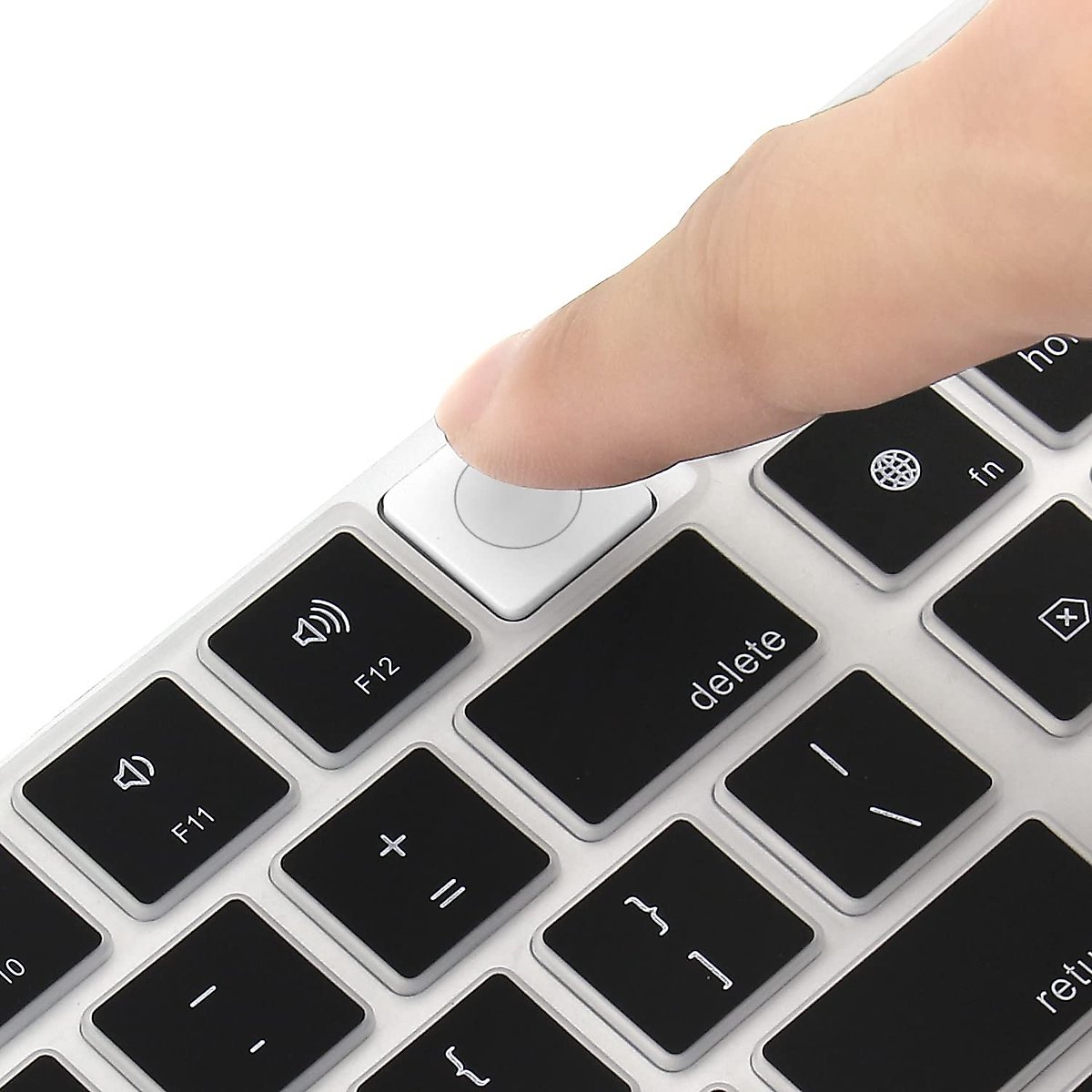 ProElife Ultra Thin Silicone Keyboard Cover Skin for 2023-2021 Magic Keyboard with Touch ID and Numeric Keypad Model-A2520 U.S Enter Protector (3 Keys ON The Left of The Space BAR) (Black)