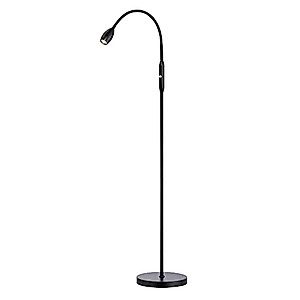 O’Bright Ray – Adjustable LED Beam Floor Lamp, Dimmable and Zoomable Spotlight, Flexible Gooseneck, Reading / Crafting Standing Lamp, Work Table Light, Matte Black