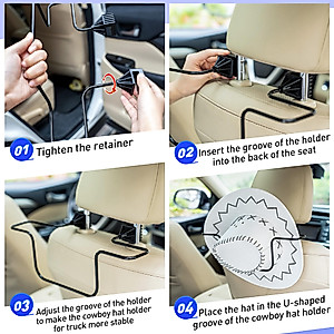 Cowboy Hat Rack for Truck, 2 Pack Cowboy Hat Holder Rack for Truck SUV Car, Keep Hat Shape, Car Clothes Hanger Bar Coat Hanger Hard Hat Holder for Truck Seat Car Accessories