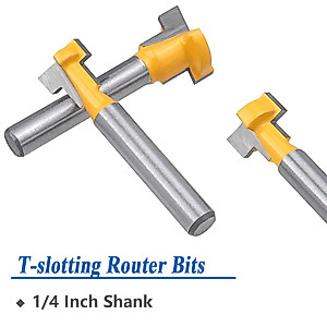 Mesee 5 Pieces T-Slot Router Bit Set, 1/4 Inch Shank T Slotting Keyhole Router Bits Woodworking T-Track Grooving Milling Cutter Tool for 5/16", 3/8", 1/2", 7/16", 5/8" Hex Bolts