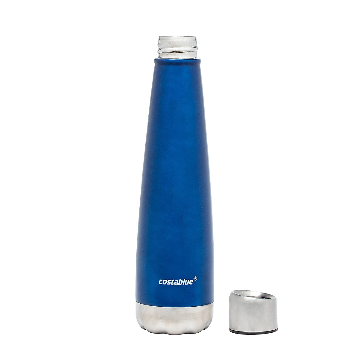 Costablue Santa Monica Vacuum Insulated Double Wall Stainless Steel Water Bottle 500 ml, Push Open & Close Lid, Reusable Water Flask – 17 Ounces, Moonlight Blue & Ocean Blue Combo