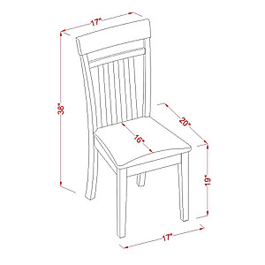 East West Furniture PFCA5-CAP-LC 5 Piece Dining Room Furniture Set Includes a Square Wooden Table with Butterfly Leaf and 4 Faux Leather Kitchen Dining Chairs, 54x54 Inch, Cappuccino