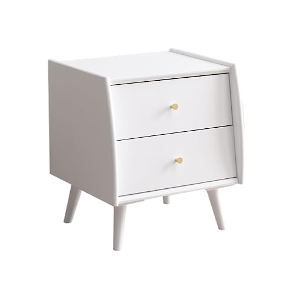 Solid Wood Nightstand Modern Bedside Table Rubber Wood End Table Scandinavian Side Table 2 Drawer Bedside Cabinet for Bedroom Living Room