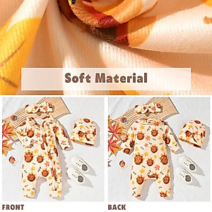 Aalizzwell 3-6 Months Baby Girls Thanksgiving Clothes Premature Long Sleeve Zip Up Romper One Piece Turkey Fall Autumn