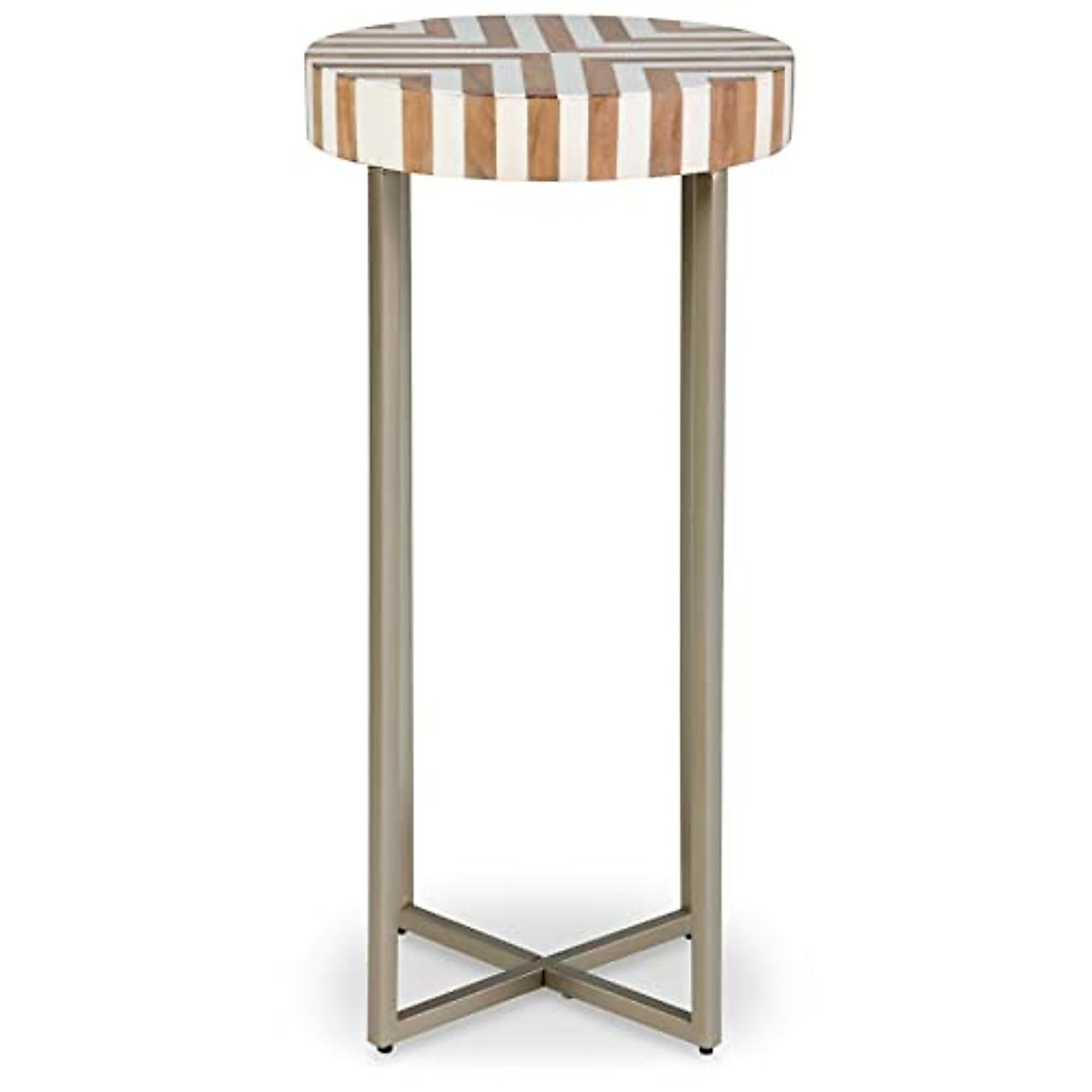 Signature Design by Ashley Cartley Accent Table, White & Light Brown