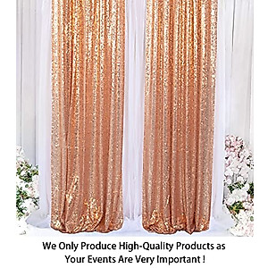 Shinybeauty Sequin Backdrop Curtains 4 Panels Rose Gold 2FTx8FT Sequin Fabric Photo Backdrop Curtains Rose Gold Backdrop Rose Gold Glitter Curtains for Party Baby Shower Backdrop Backgrounds