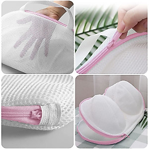 Large Bra Washing Bags for Laundry - 4 PCS, Bra Laundry Bags for Washing Machine, Lingerie Bag for Washing Delicates Underwear Brassiere, Bra Washer Protector for Laundry (Large-Pink 4 pack)