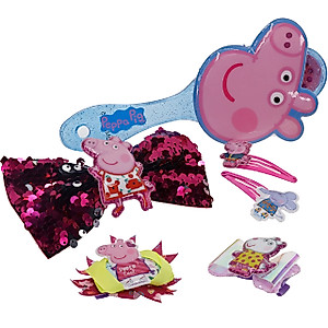Peppa Pig - Townley Girl Hair Accessories Box|Gift Set for Kids Girls|Ages 3+ (6 Pcs) Including Hair Bow, Hair Brush, Snap Clips and More, for Parties, Sleepovers and Makeovers