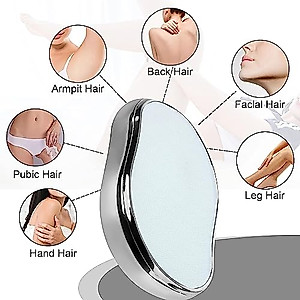 NOBVEQ Crystal Hair Eraser,Reusable Crystal Hair Remover Magic Painless Exfoliation Hair Removal Tool, Magic Hair Eraser for Back Arms Legs Fast & Easy Crystal Hair Eraser for Women and Men (Silver)