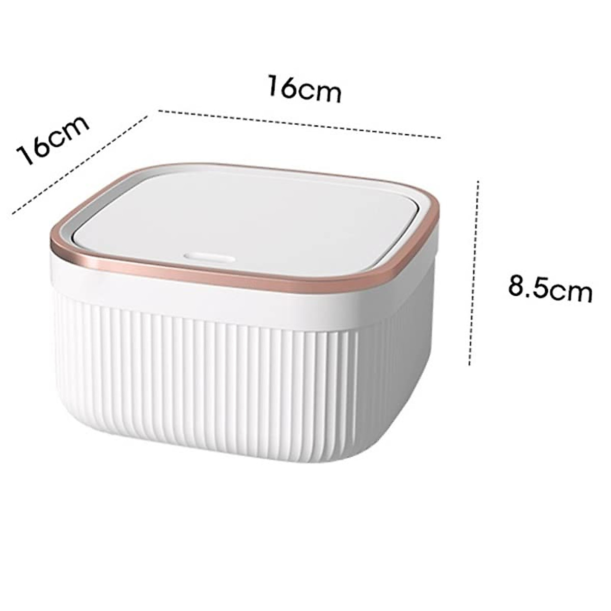 ZHAOLEI Desktop White Trash Cans Pressing Type Square Car Garbage Can with Lid Small Trash Bin Kitchen Storage Baskets
