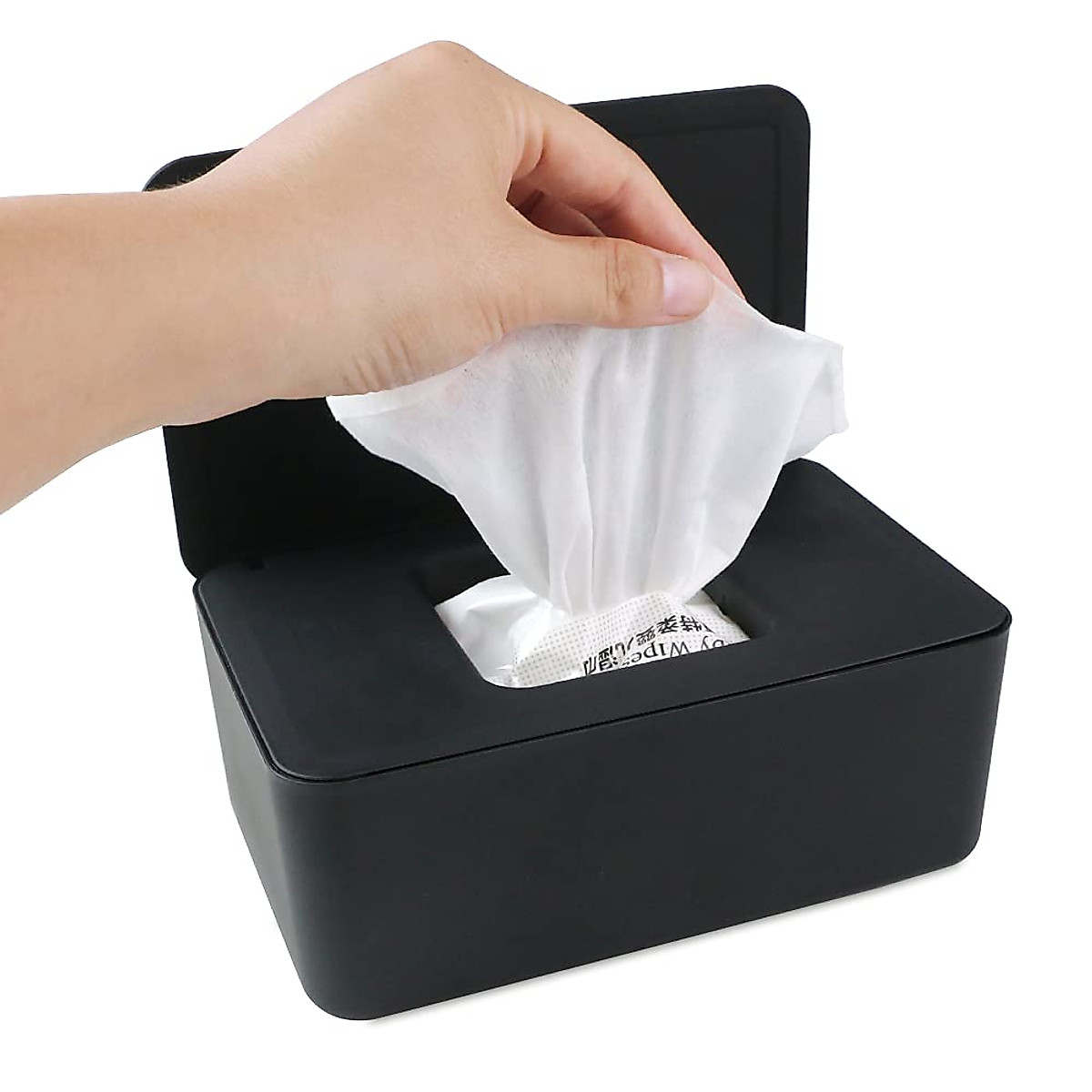 CZWESTC Diaper Wipes Dispenser, Baby Wipe Holder Case, Wipe Container with Sealing Lid Design, Keeps Diaper Wipes Fresh (Black)