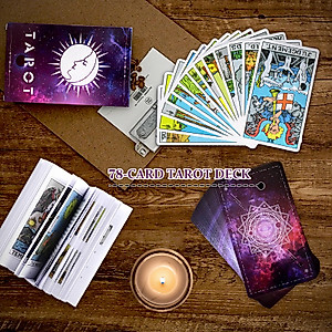 DEBIDSTL Tarot Cards for Beginners,78 Classic Tarot Cards Deck with Guidebook and Velvet Storage Bag,Durable Tarot Cards,Fortune Telling Games (Purple)