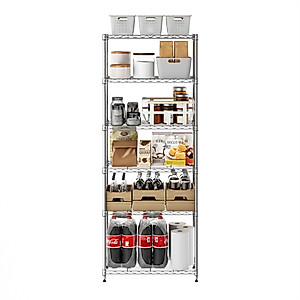 Furinno Wayar Metal Storage Shelf Rack, 6-Tier, 23 x 13 x 59, Stainless Steel