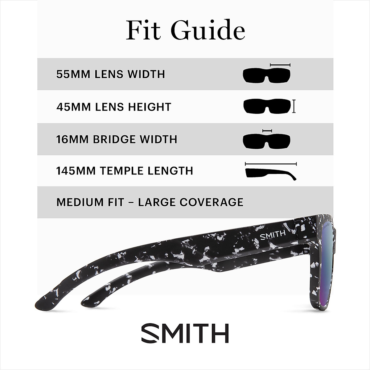 SMITH Lowdown 2 Sunglasses with ChromaPop Lenses – Performance Sports Active Sunglasses For Running or Everyday Wear – For Men & Women – Matte Black Marble + Polarized Violet Mirror Lenses