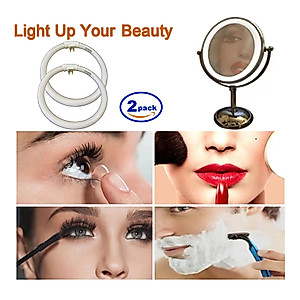 Konideke 5.5 Inch 4 Pin T4 12W Circular Fluorescent Bulb Replacement for Conair Round Vanity Magnifying Makeup Mirror Light Bulb(2 Pack)