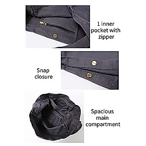 Jeelow 20oz Washed Canvas Tote Shoulder Crossbody Bags Purse Handbag For Men & Women Adjustable Strap