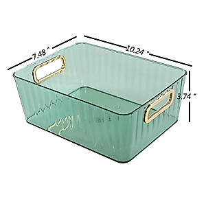 Rinboat Clear Pantry Storage Organizer Bins, Plastic Storage Organizer Bin Basket, Green, 6 Packs