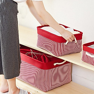2 Pack Closet Canvas Fabric Storage Basket Storage Bins Organizing Baskets for Shelves, Closets, Laundry, Nursery, Decorative Baskets for Gifts Empty