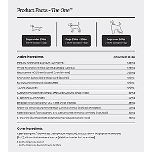 FRONT OF THE PACK The One Dog Food Supplement Powder - Allergy and Itch Relief, Digestive Support, Brain Support & Joint Booster with Glucosamine Chondroitin for Dogs