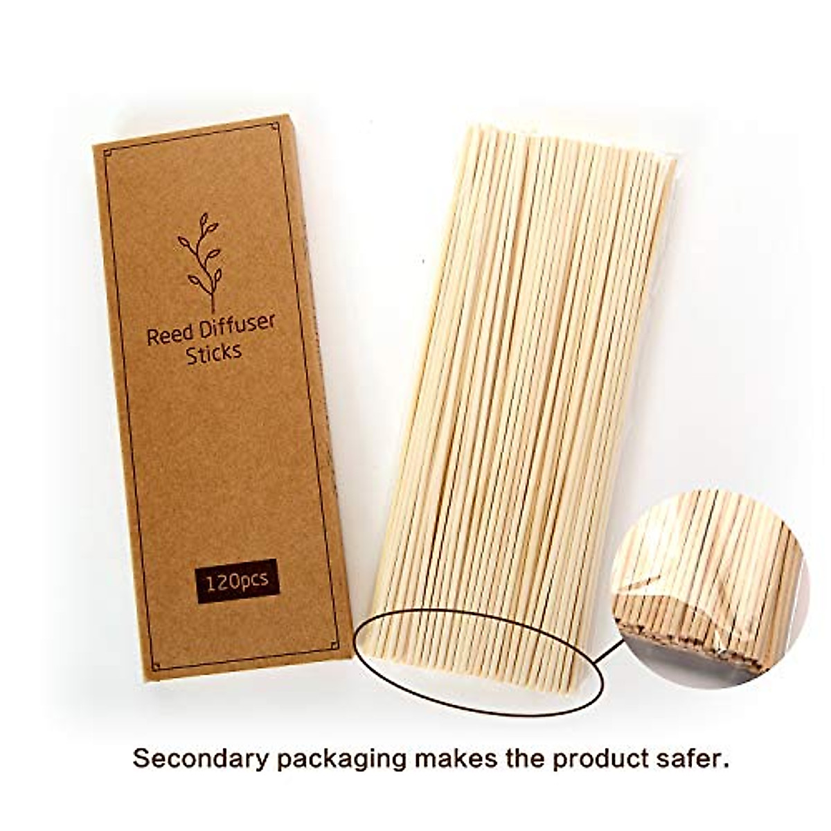 T&C 120PCS Reed Diffuser Sticks,10 Inch Natural Rattan Wood Sticks,Diffuser Refills,Essential Oil Aroma Diffuser Replacements Sticks for Home,Office (Natural Color)