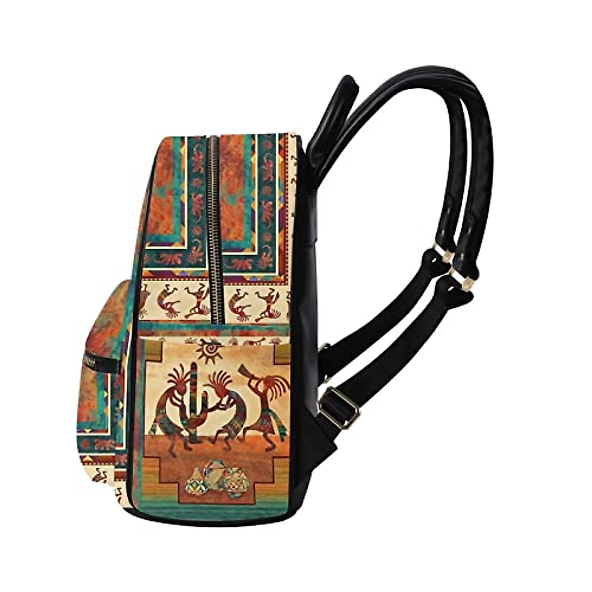 Wideasale Aztec Kokopelli Southwest Print Backpack Purse for Women Tribal Native American Indian Mini Travel Backpack Ethnic Style Pu Leather Casual Daypack