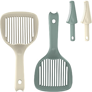 AXFRVEWA Broom and Dustpan Set with 52" Long Handle Broom with Dustpan Combo Set, Self-Cleaning Teeth & Standing Dust Pan and Broom for Home Office Kitchen Lobby Floor Use-Gray&Orange