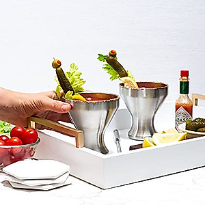 JILLMO Martini Glass, Insulated Stainless Steel Margarita Glass with Lid, Set of 2