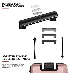 PINPON 3 Piece Luggage Sets, Hard Luggage Sets with TSA Lock, Carry On Luggage with Double Spinner Wheels for Women Men, Travel Suitcase Lightweight (20/24 / 28, Rosegold)