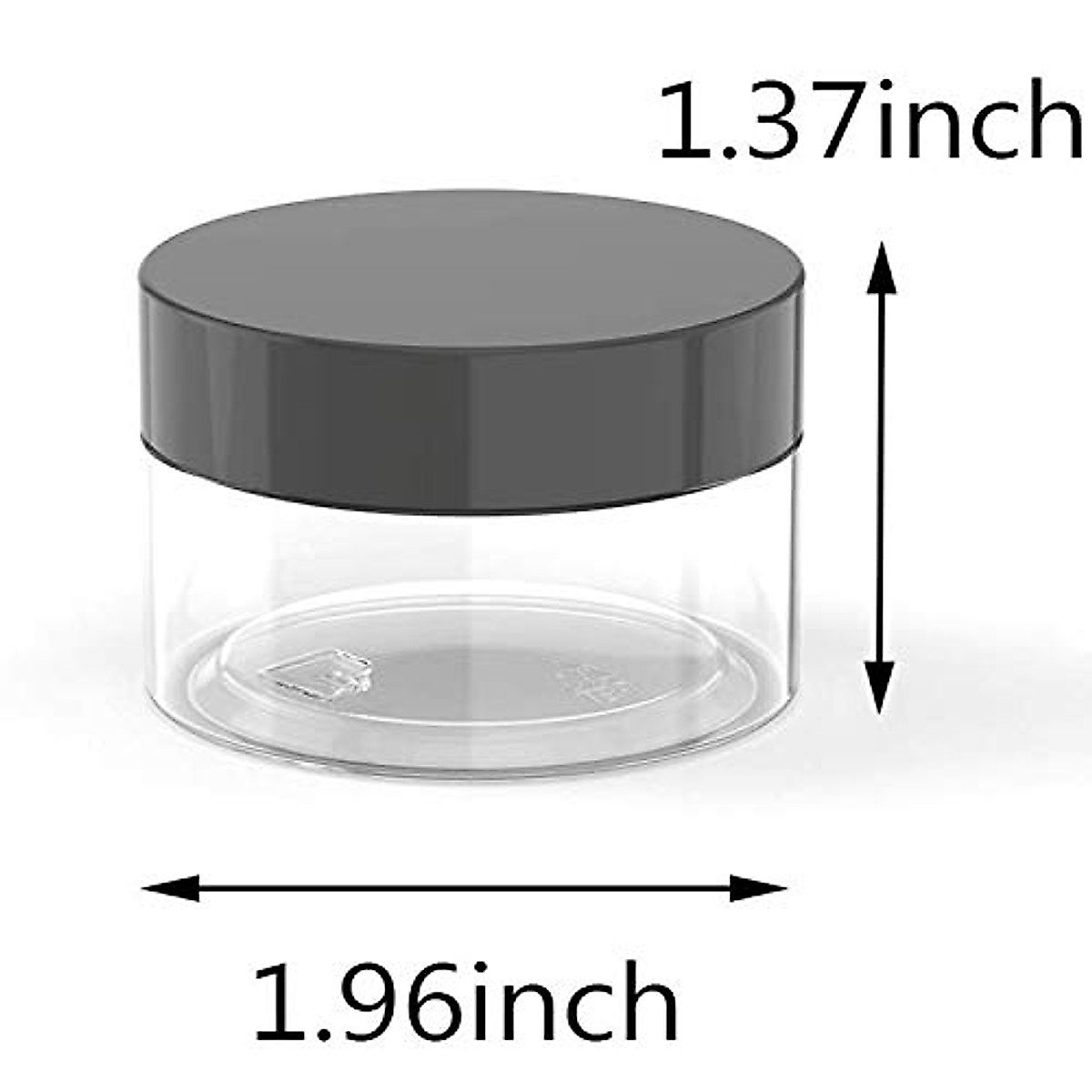 1 Ounce Plastic Cosmetic Jars Leak Proof Clear Container with Lid for Cream, Lotion, Powder, ointment, etc, 12 Pcs.