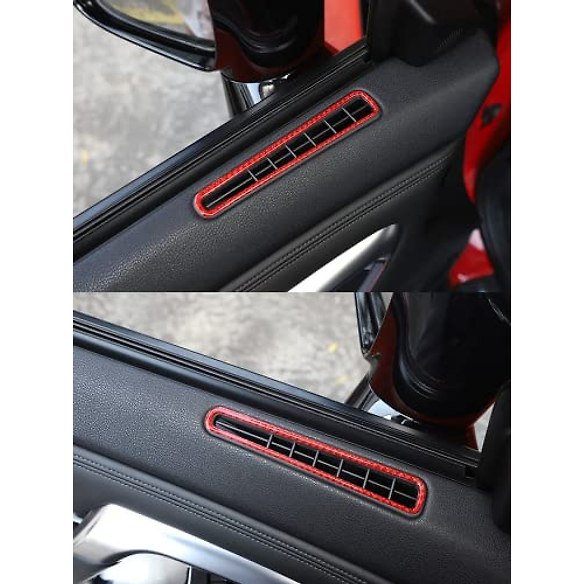 For Nissan GTR R35 2008-2016 Carbon Fiber Window Air Outlet Frame Sticker Interior Car Accessories (Red)