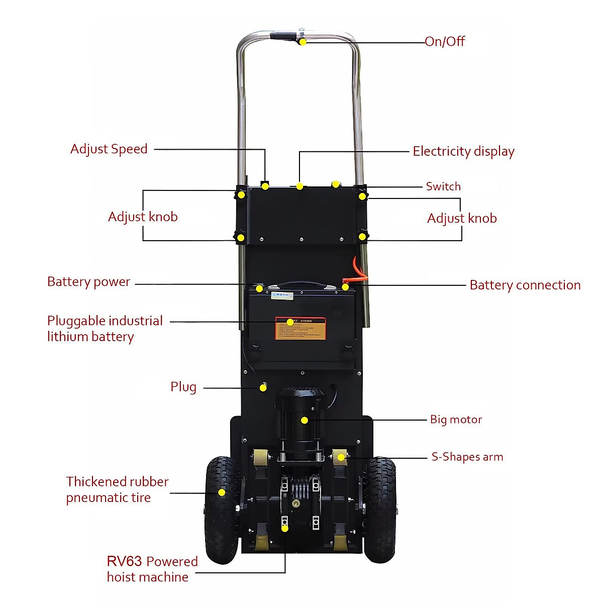 Electric Stair Climbing Heavy Duty Move Furniture Dolly Cart 1200w Brushless Motor With 2 Adjustable Speeds Hand Trucks 880lbs Load Capacity Family Logistics Cart For Groceries 24Ah 7-15 Days Delivery